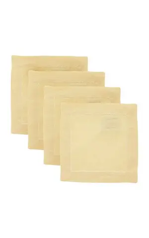 MODA DOMUS Set-of-four Linen Cocktail Napkins - Yellow