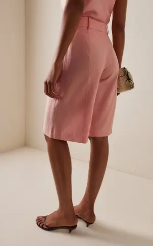 Another Tomorrow Linen Bermuda Shorts