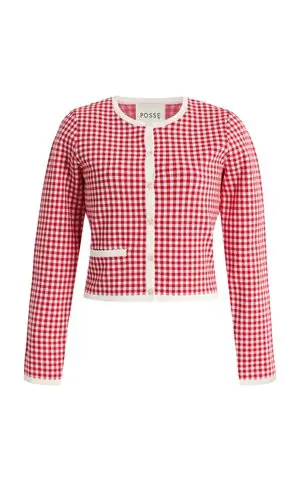 Posse Micah Gingham Knit Cardigan - Red
