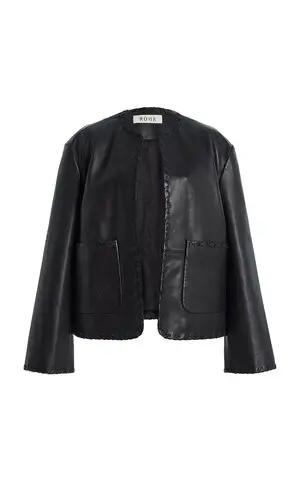 RÓHE Blanket-stitched Leather Jacket - Black