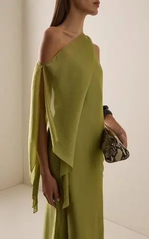 SIRAPOP Velma One-shoulder Draped Organza Maxi Dress