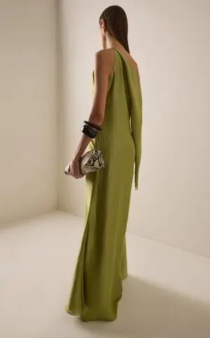 SIRAPOP Velma One-shoulder Draped Organza Maxi Dress