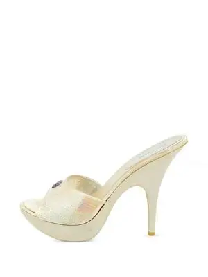 Roberto Cavalli Sequin Embellished Heeled Sandals - Neutrals
