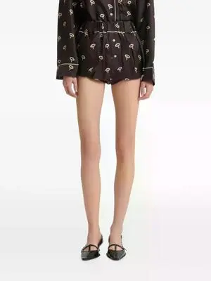 Marni Silk Twill Bloomers With Floral Print - Brown