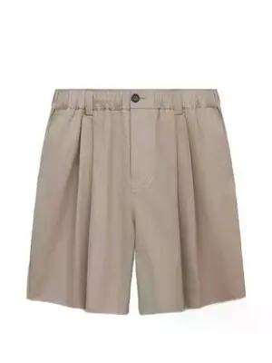 Marni Grey Canvas Pleated Shorts - Neutrals