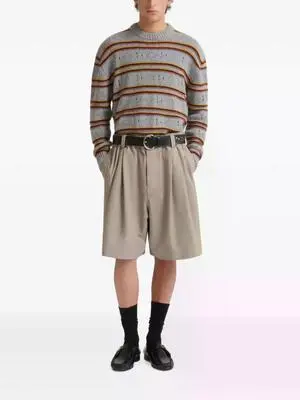 Marni Grey Canvas Pleated Shorts