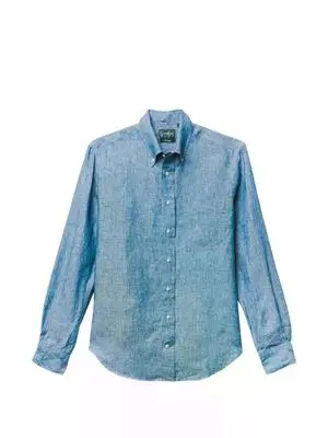 Gitman Bros Chambray-texture Linen Shirt - Blue