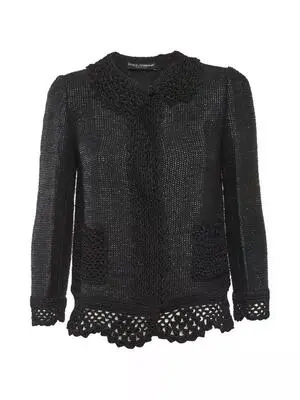 Dolce & Gabbana Lace-trim Tweed Jacket - Black