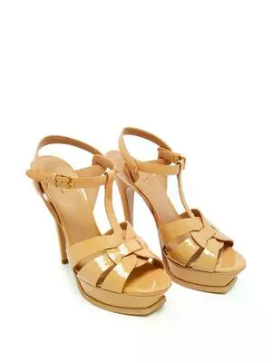 Saint Laurent Tribute Platform Sandals - Neutrals