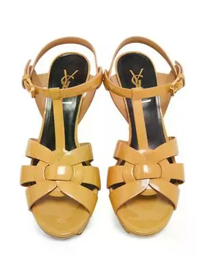 Saint Laurent Tribute Interlaced Heeled Sandals - Neutrals