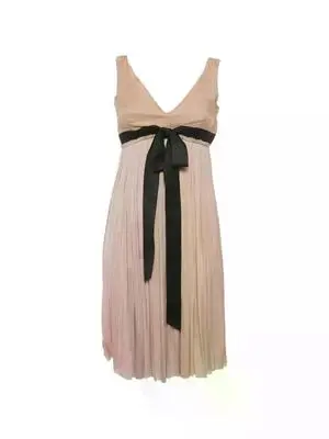 LANVIN Pleated V-neck Mini Dress - Pink