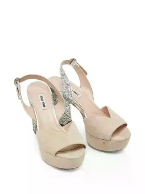 Miu Miu Glitter-effect Platform Sandals