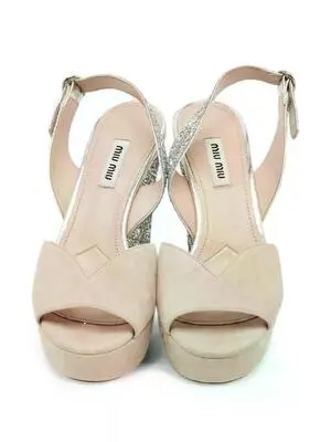 Miu Miu Glitter-effect Platform Sandals
