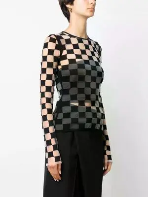 Sportmax Checkerboard-print Long-sleeve Top