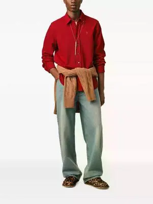 AMI Paris Cotton Button-down Shirt With De Coeur Embroidery