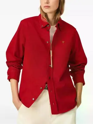 AMI Paris Cotton Button-down Shirt With De Coeur Embroidery
