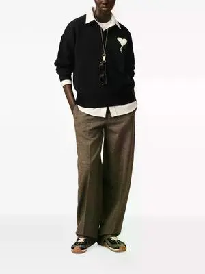 AMI Paris Wool Polo With De Coeur Intarsia
