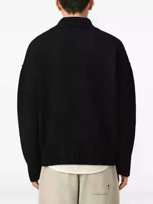 AMI Paris Wool Polo With De Coeur Intarsia