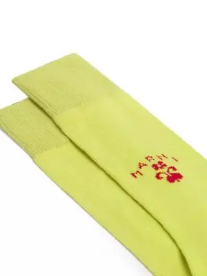 Marni Rib-knitted Socks With Embroidered Logo
