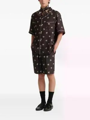 Marni Silk Twill Floral Print Pajama Shorts - Brown