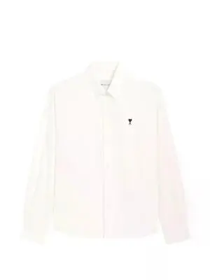AMI Paris Cotton Shirt With De Coeur Embroidery