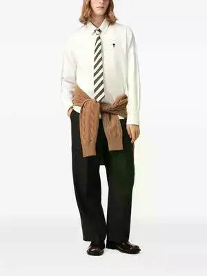 AMI Paris Cotton Shirt With De Coeur Embroidery