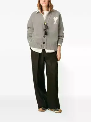 AMI Paris Alpaca V-neck Cardigan - Grey