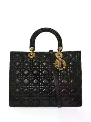 Dior Lady Cannage Lambskin Tote Bag - Black