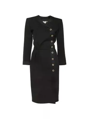 Saint Laurent V-neck Long Sleeve Midi Dress