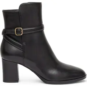 Santoni Leather Mid-heel Ankle Boot - Black