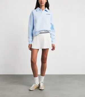 SPORTY & RICH Cotton Serif Polo Sweatshirt