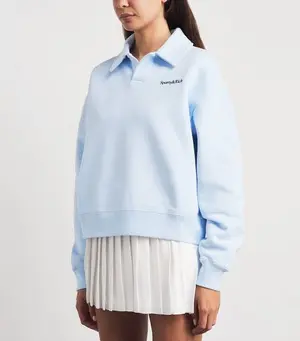 SPORTY & RICH Cotton Serif Polo Sweatshirt