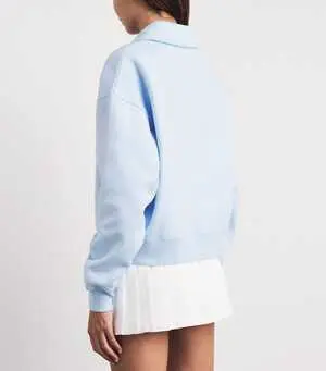 SPORTY & RICH Cotton Serif Polo Sweatshirt