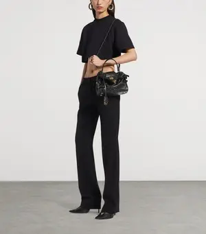 Balenciaga Mini Leather Floral Rodeo Top-handle Bag