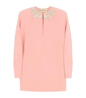 Valentino Garavani Silk Bow-embellished Mini Dress - Pink