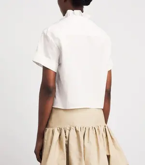 Claudie Pierlot Cotton Poplin Ruffle Blouse