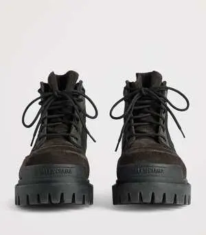 Balenciaga Leather-cotton Combat Strike Ankle Boots