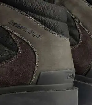 Balenciaga Leather-cotton Combat Strike Ankle Boots - Brown