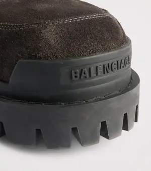 Balenciaga Leather-cotton Combat Strike Ankle Boots - Brown