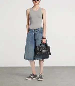 Balenciaga Hamptons" Distressed Denim Lace-up Sneakers