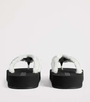 Balenciaga Fringed Platform Flip Flops - White