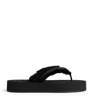 Balenciaga Fringed Jet Lag Flip Flops - Black