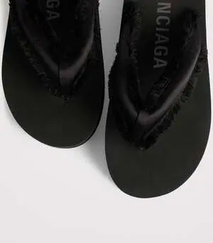 Balenciaga Fringed Jet Lag Flip Flops - Black