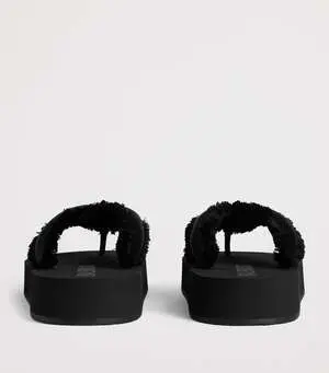 Balenciaga Fringed Jet Lag Flip Flops - Black
