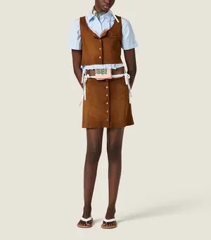 Miu Miu Waxed Suede Mini Skirt
