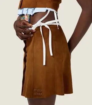 Miu Miu Waxed Suede Mini Skirt