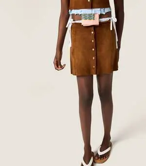 Miu Miu Waxed Suede Mini Skirt