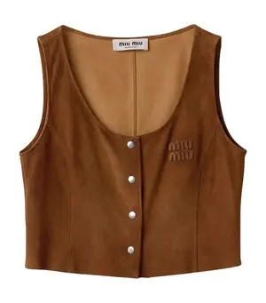 Miu Miu Waxed Suede Cropped Vest
