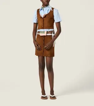Miu Miu Waxed Suede Cropped Vest