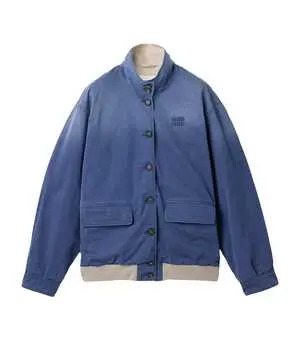 Miu Miu Oversized Cotton Gabardine Washed Jacket - Blue
